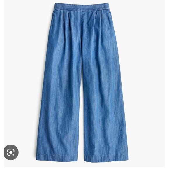 J. Crew | Pants & Jumpsuits | Jcrew Wideleg Cropped Chambray Pant ...